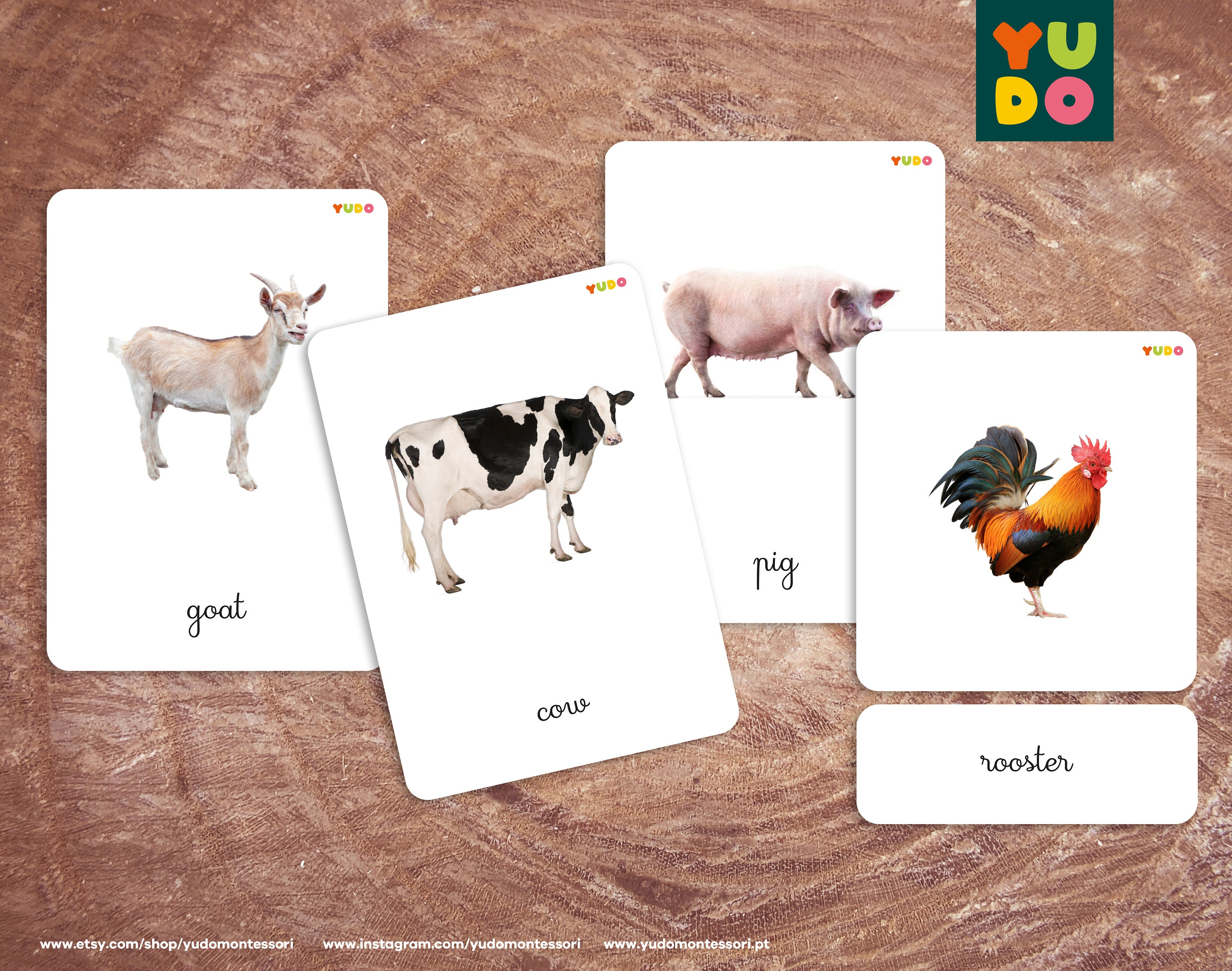 Farm Animal Flashcards, Language Cards, 3 Part Montessori Nomenclature ...