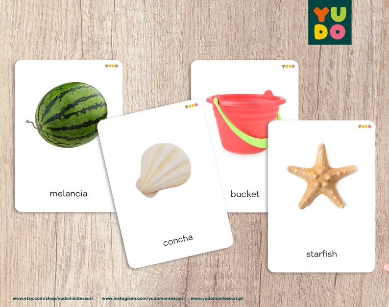 SUMMER Montessori 3 Part Cards With Real Pictures. Language Cards for ...