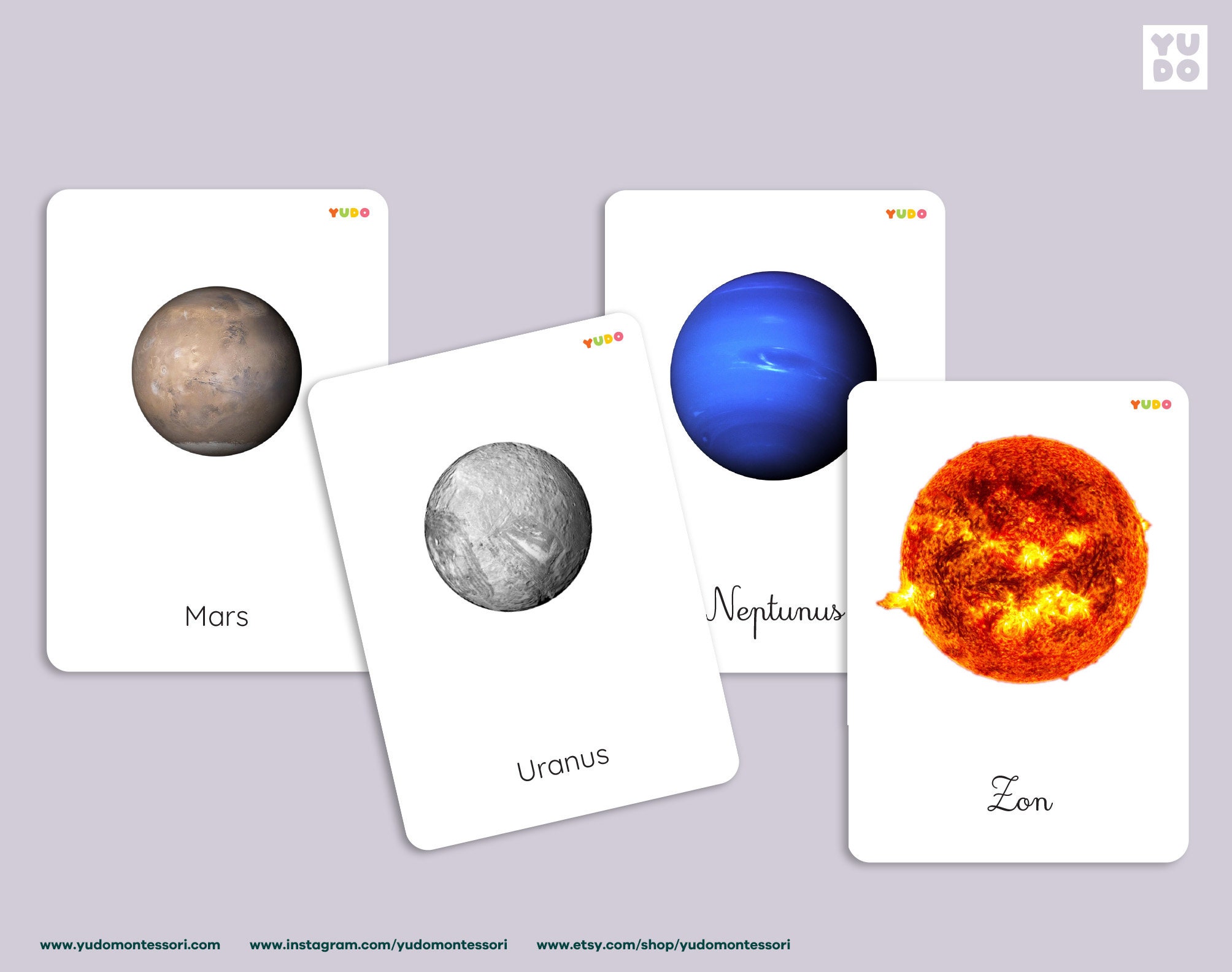 SPACE Cards in Dutch, Solar System Montessori Flashcards, Science 3 ...