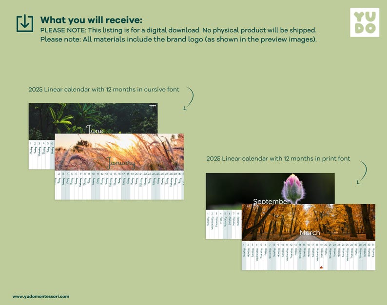 2026 Montessori Linear Calendar, Printable Classroom Calendar PDF ...