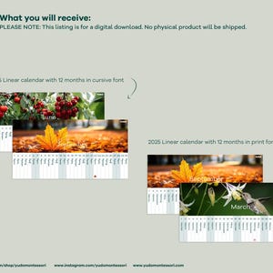 2025 Montessori Linear Calendar, Printable Classroom Calendar PDF ...
