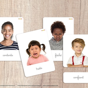 Photo EMOTION Flashcards Printable in French, Features Real Children ...