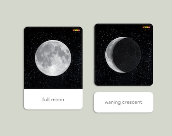 Moon Phases Flash Cards - Etsy