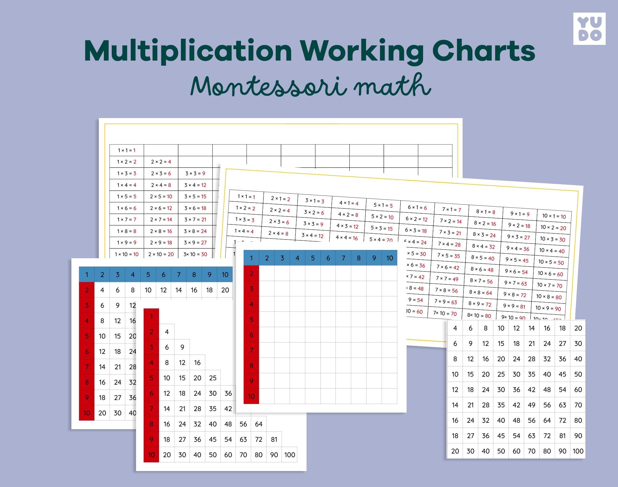 Montessori Multiplication Charts With Instructions, Board Printable ...