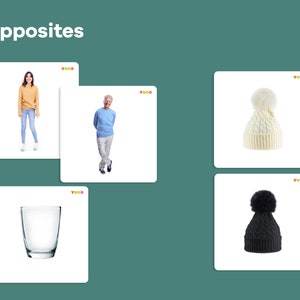 ANTONYMS Matching Cards With Real Images, Opposites Montessori Cards ...