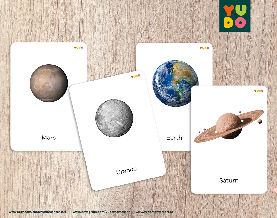 SOLAR SYSTEM. Montessori 3-part Cards. Nomenclature Cards With Two ...
