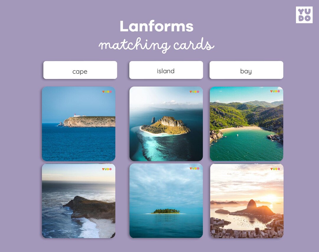 Land and Water Forms Activity Cards Montessori Geography Printable Kids ...