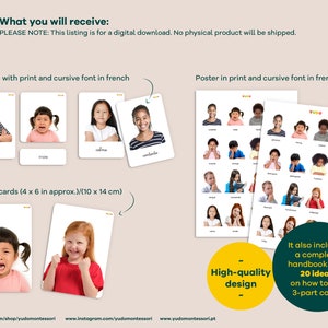 Photo EMOTION Flashcards Printable in French, Features Real Children ...
