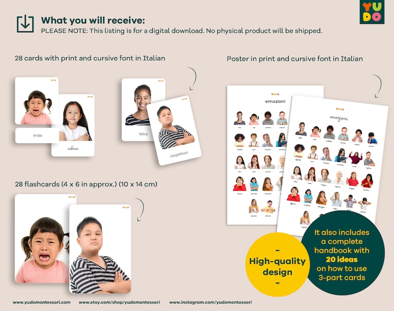 EMOTION Flashcards for Babies, Real Feelings Cards for Kids, Montessori ...