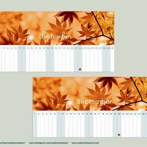 Montessori Linear Calendar 2024, Printable Classroom Calendar PDF ...