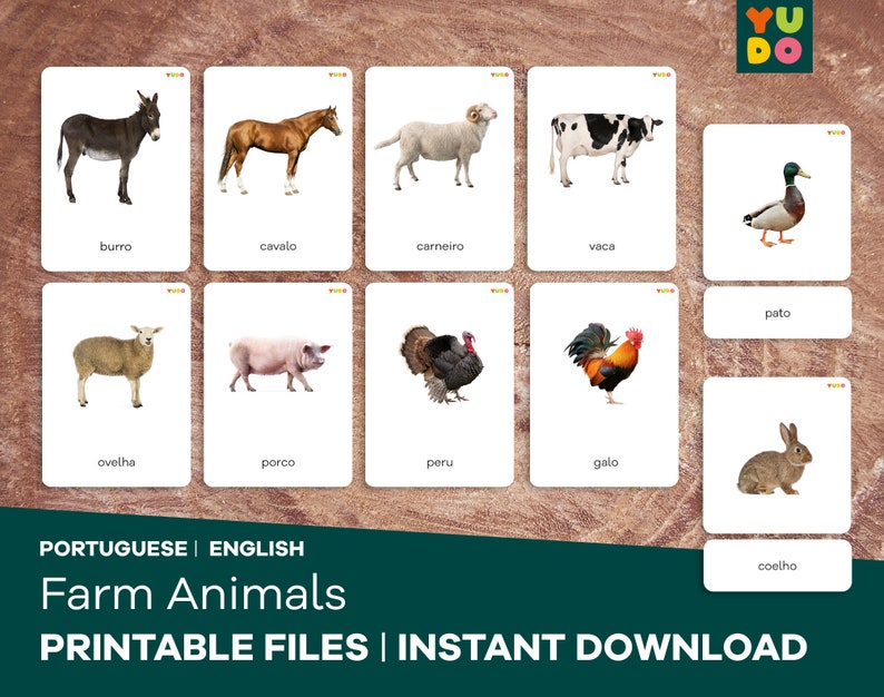 Farm Animal Flashcards, Language Cards, 3 Part Montessori Nomenclature ...