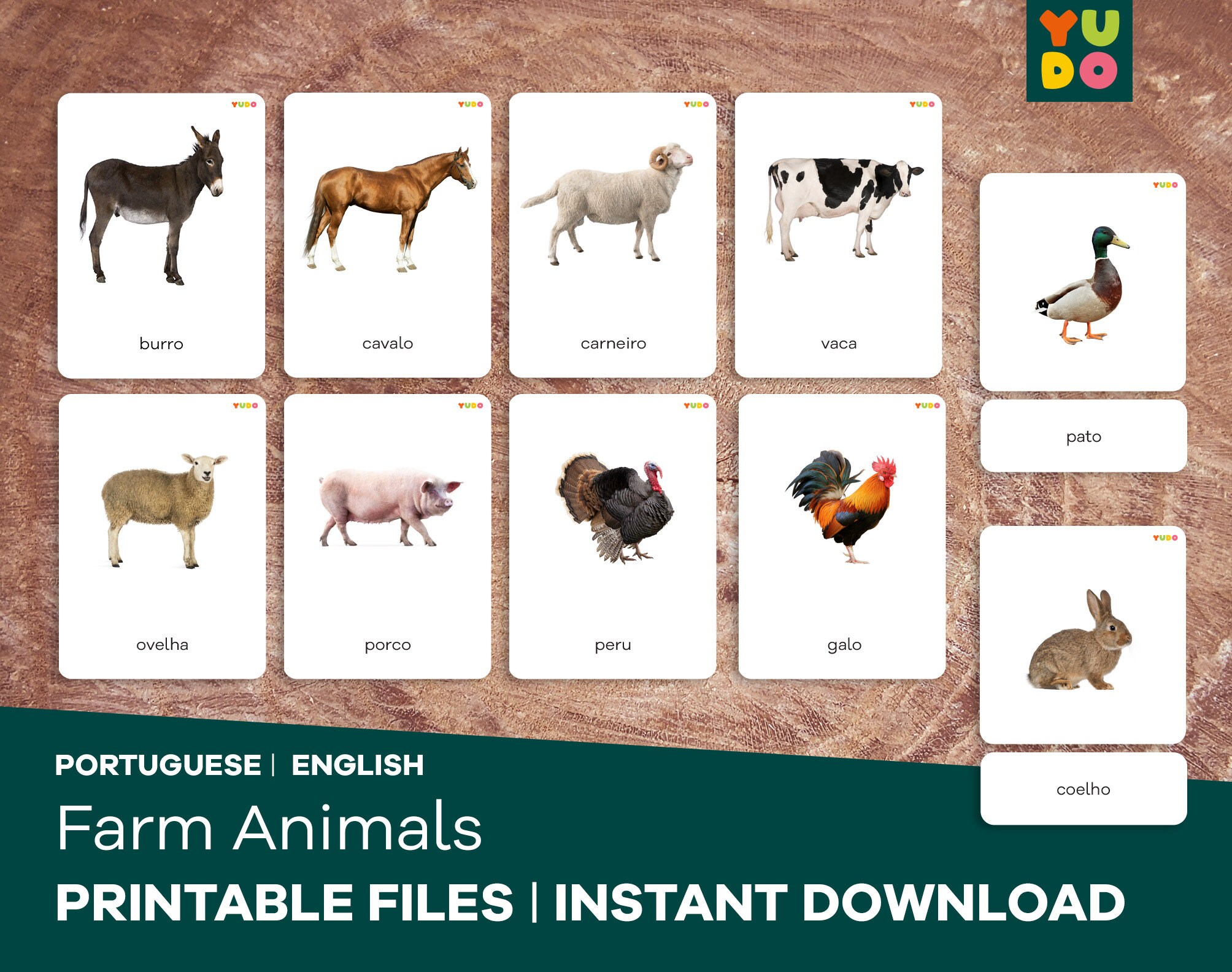 Farm Animal Flashcards, Language Cards, 3 Part Montessori Nomenclature ...