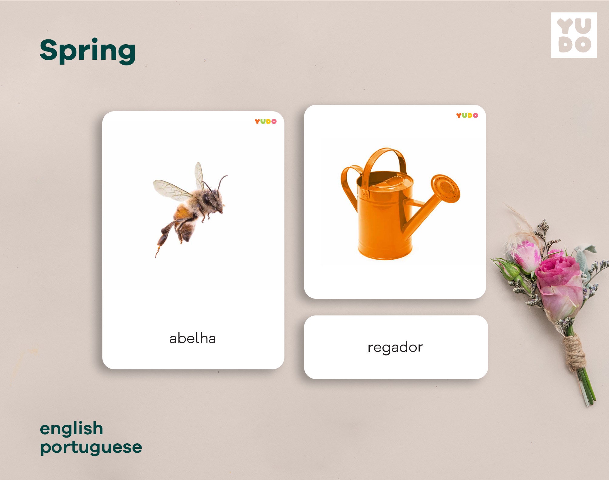 SPRING Montessori 3 Part Cards With Real Pictures. Language Cards for ...