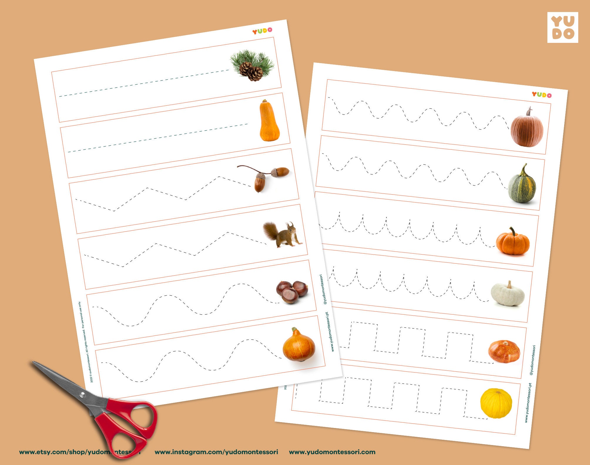 Set of Cutting Strips for Scissor Skills for Kids, Autumn Fall Theme ...