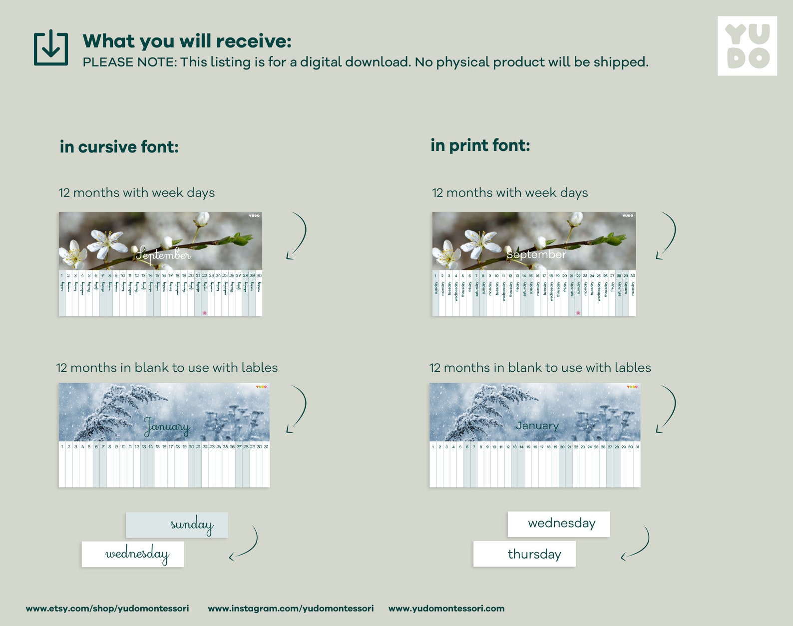 Montessori Linear Calendar 2024, Printable Classroom Calendar PDF ...