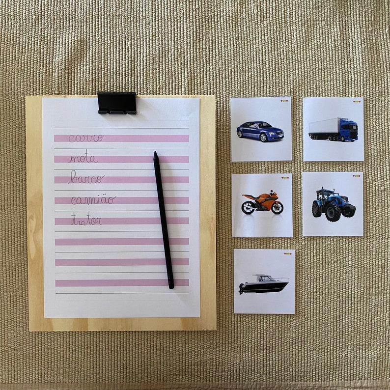 Montessori Writing Paper Bundle, Pink Wide-lined Paper, Blue Thin-lined ...