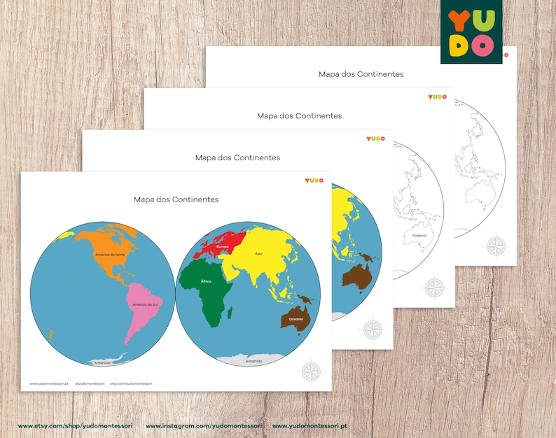 CONTINENTS MAP Hemisphere, Montessori Globe Color-code, World Map ...