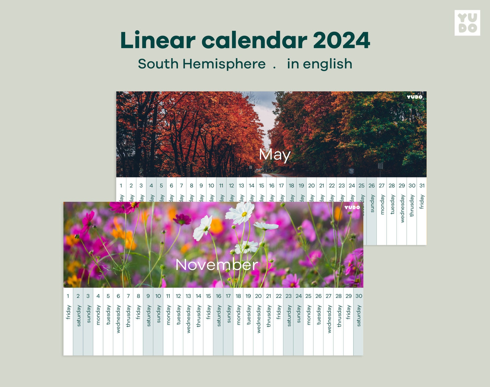 Montessori Linear Calendar 2024, Printable Classroom Calendar PDF ...