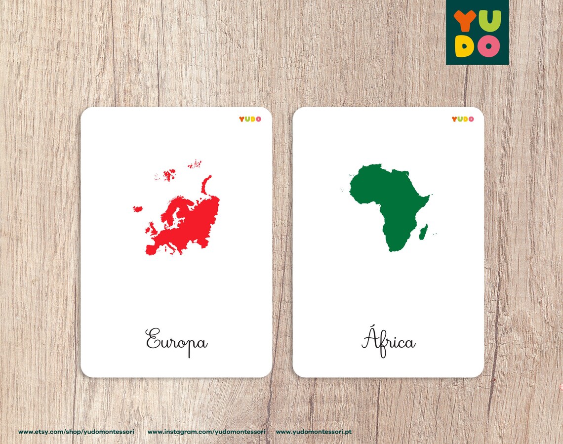 CONTINENTS MAPS, Montessori Cards, Montessori Globe Color-code ...