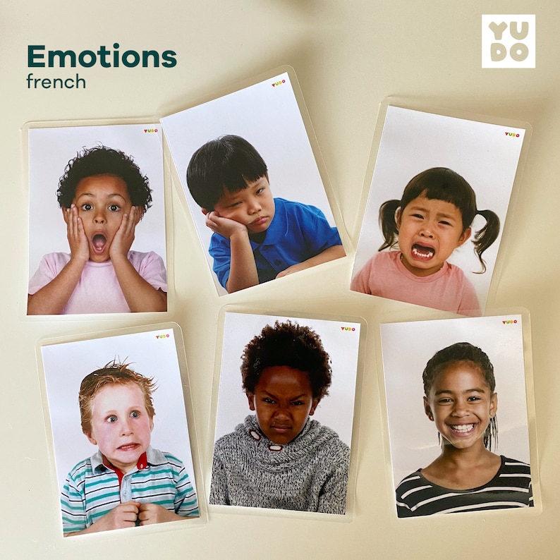 Photo EMOTION Flashcards Printable in French, Features Real Children ...
