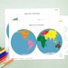 CONTINENTS MAP Hemisphere, Montessori Globe Color-code, World Map ...