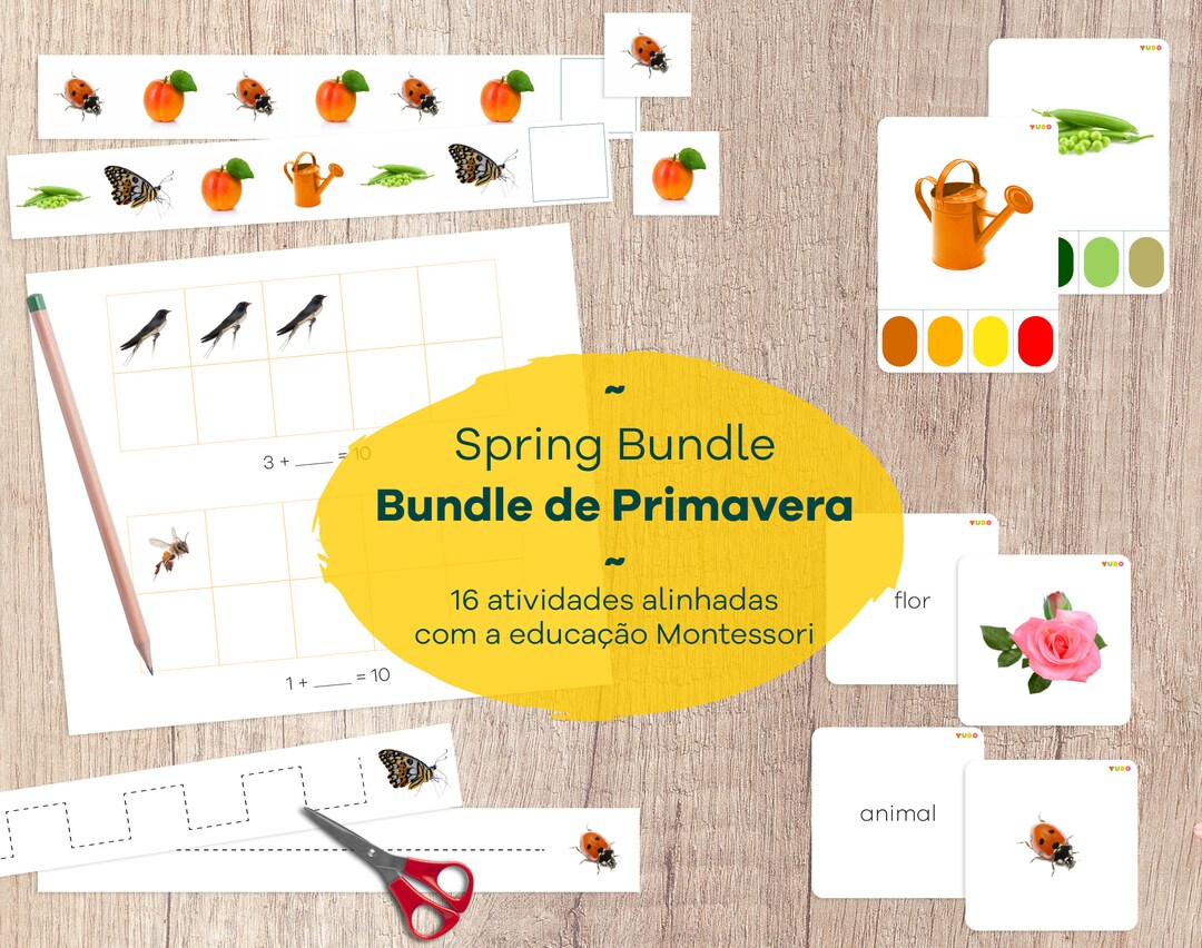 SPRING BUNDLE in Portuguese, Montessori Friendly, Spring Activity for ...