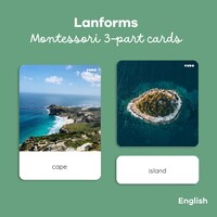 Types of Landforms Flashcards | Landforms Montessori 3-part Cards ...