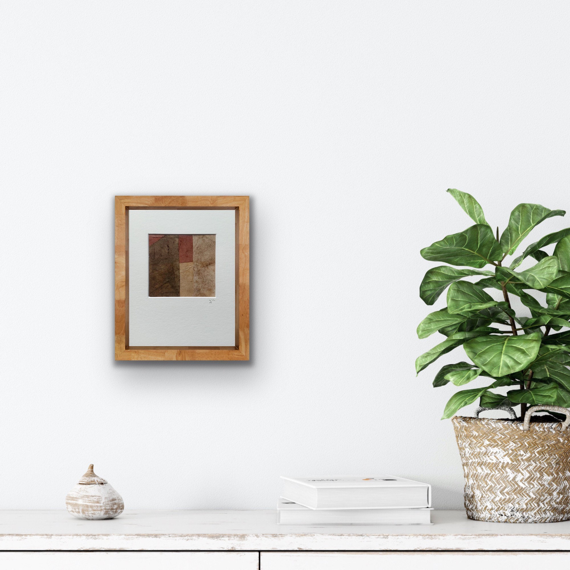 abstract art mini, I follow my own path collaged paper botanical ink ...