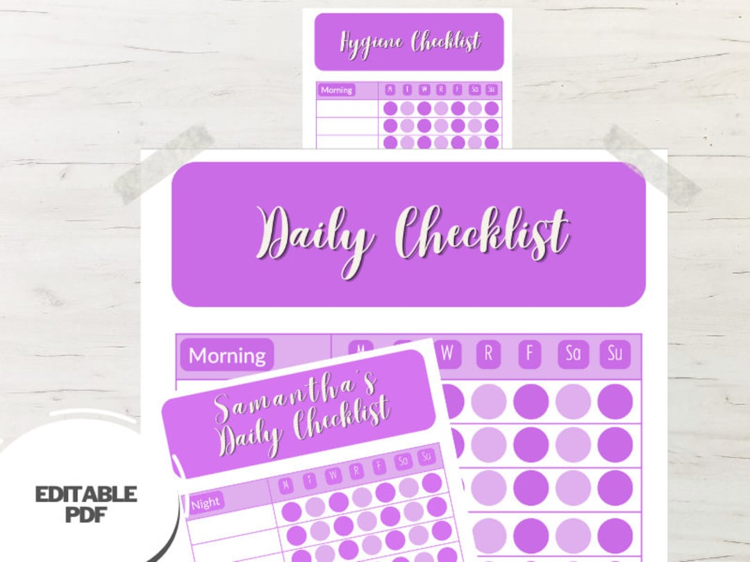 Daily Routine Checklist for Kids & Adults, Hygiene Checklist, Editable ...