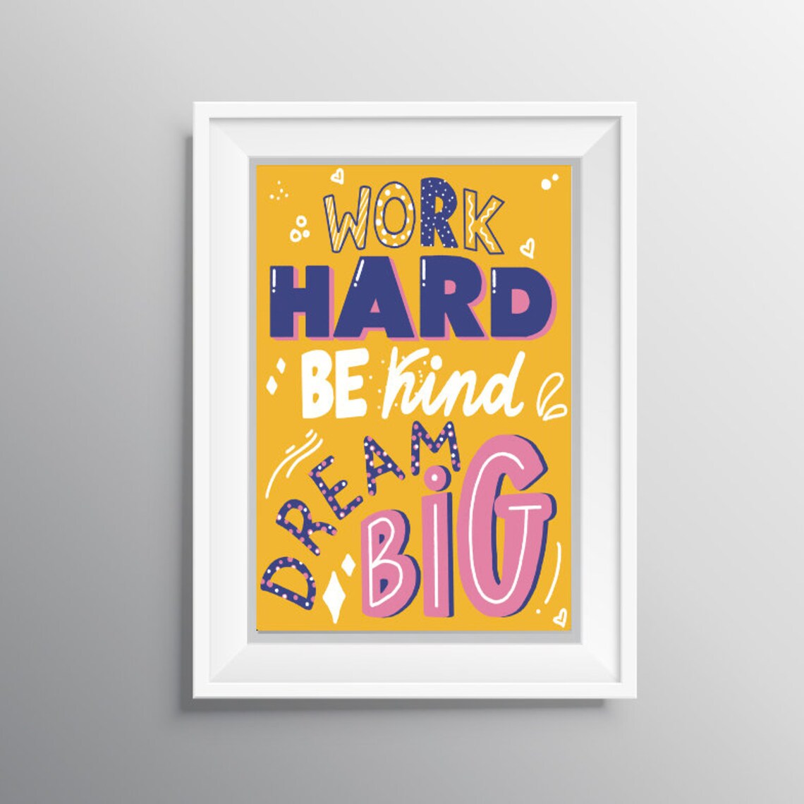 Motivational Quotes, Inspirational Quotes, Digital Poster, Work Hard Be ...