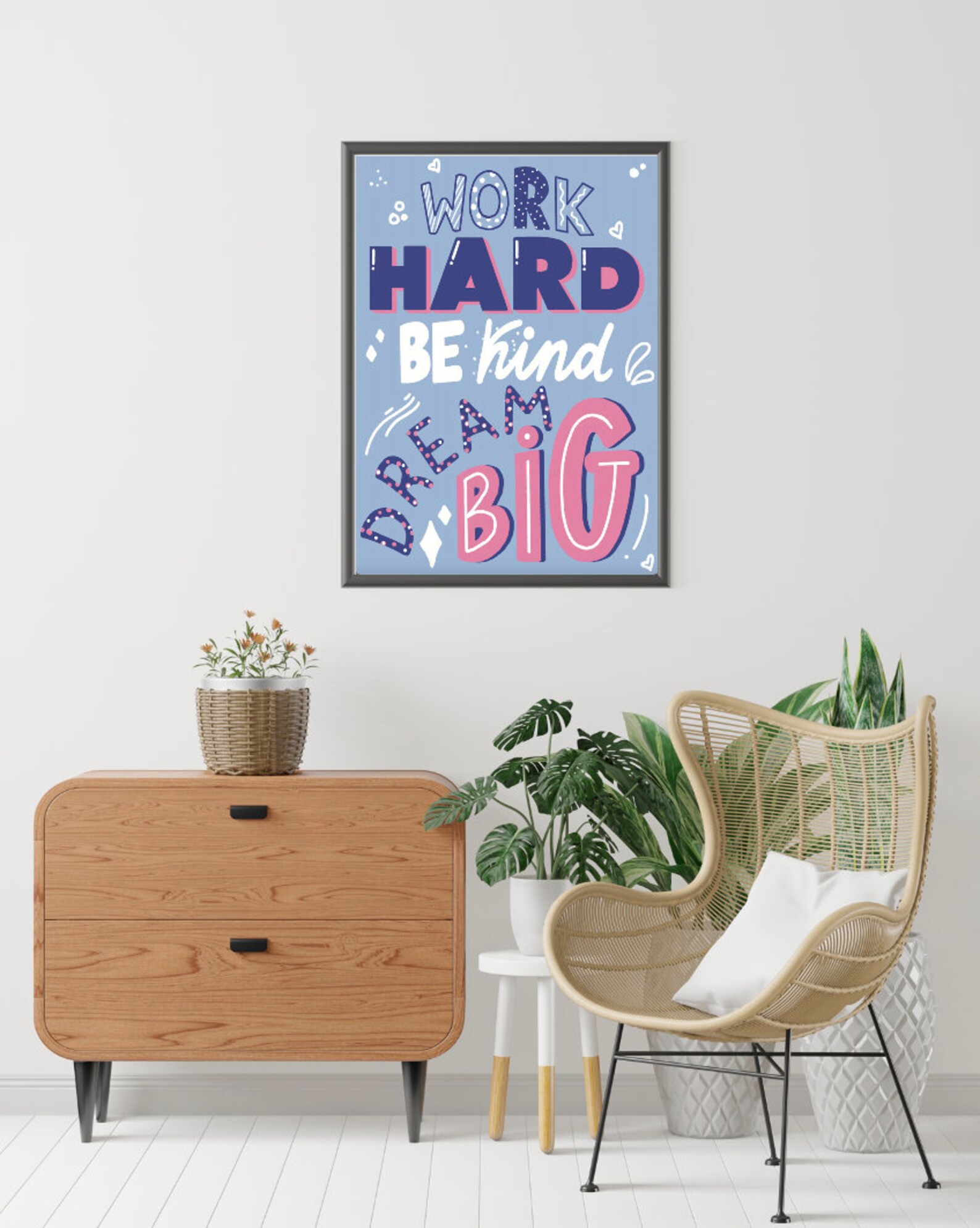 Motivational Quotes, Inspirational Quotes, Digital Poster, Work Hard Be ...