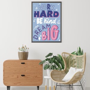 Motivational Quotes, Inspirational Quotes, Digital Poster, Work Hard Be ...
