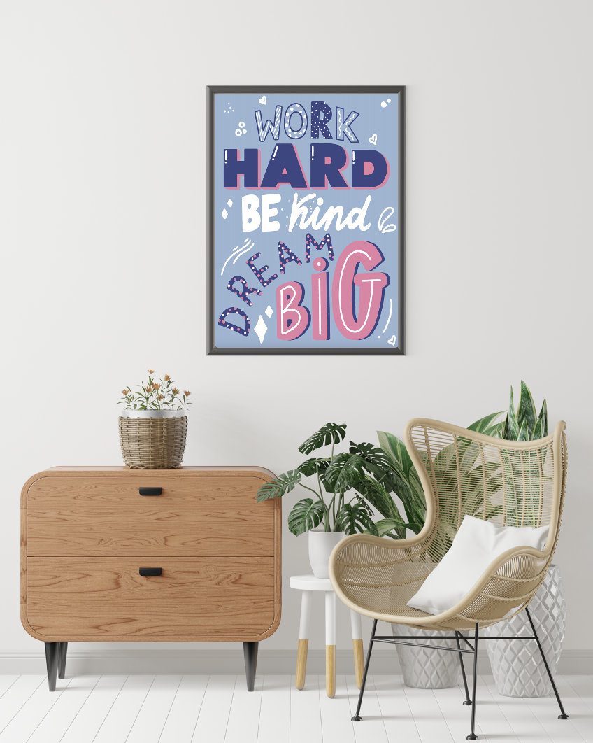 Motivational Quotes, Inspirational Quotes, Digital Poster, Work Hard Be ...