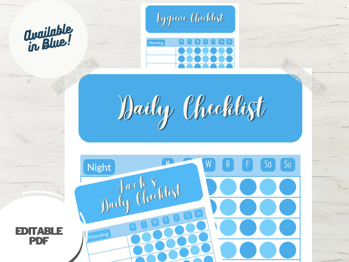 Daily Routine Checklist for Kids & Adults, Hygiene Checklist, Editable ...