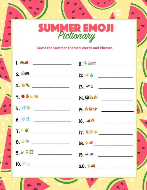 Summer Olympics Emoji Pictionary Game Printable Sports, 54% OFF