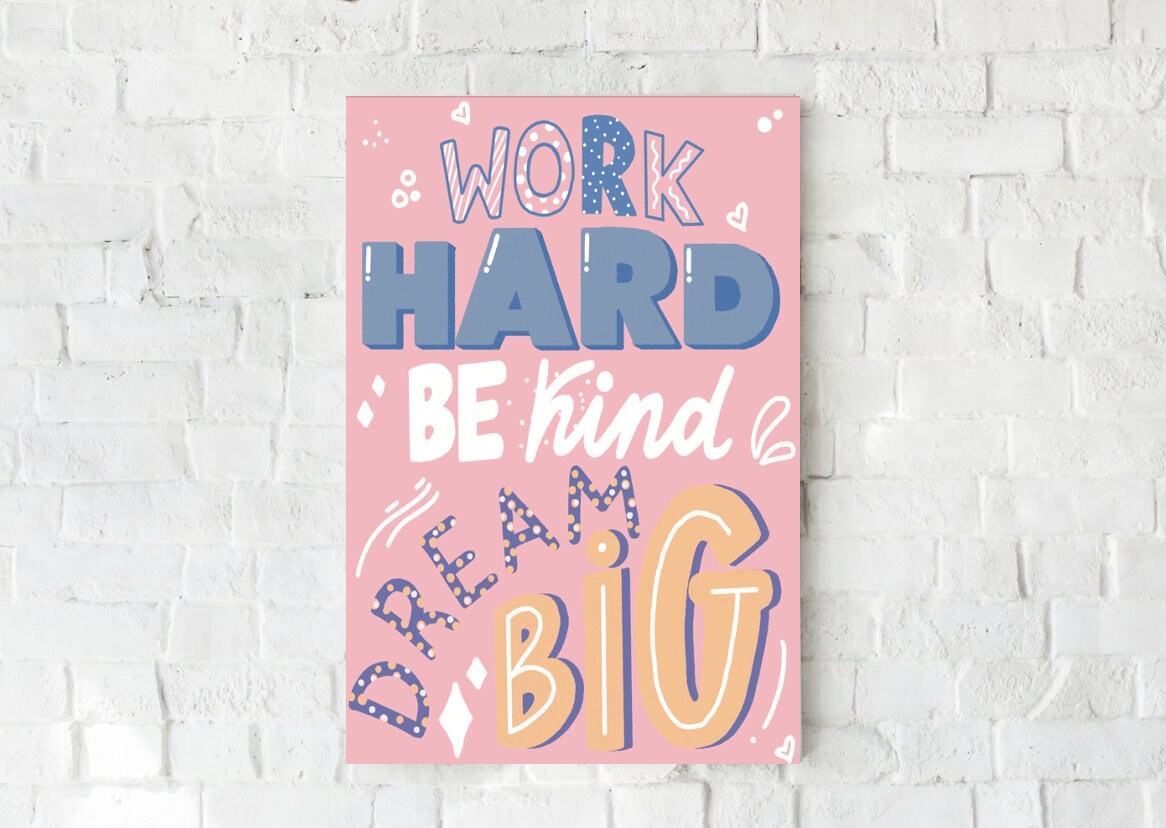 Motivational Quotes, Inspirational Quotes, Digital Poster, Work Hard Be ...
