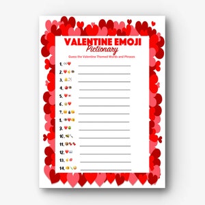 Valentine's Emoji Pictionary Game, Printable Valentine Games, Instant ...