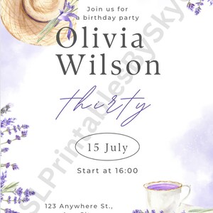Purple Birthday Invitation, Printable Birthday Party Invite, Editable ...