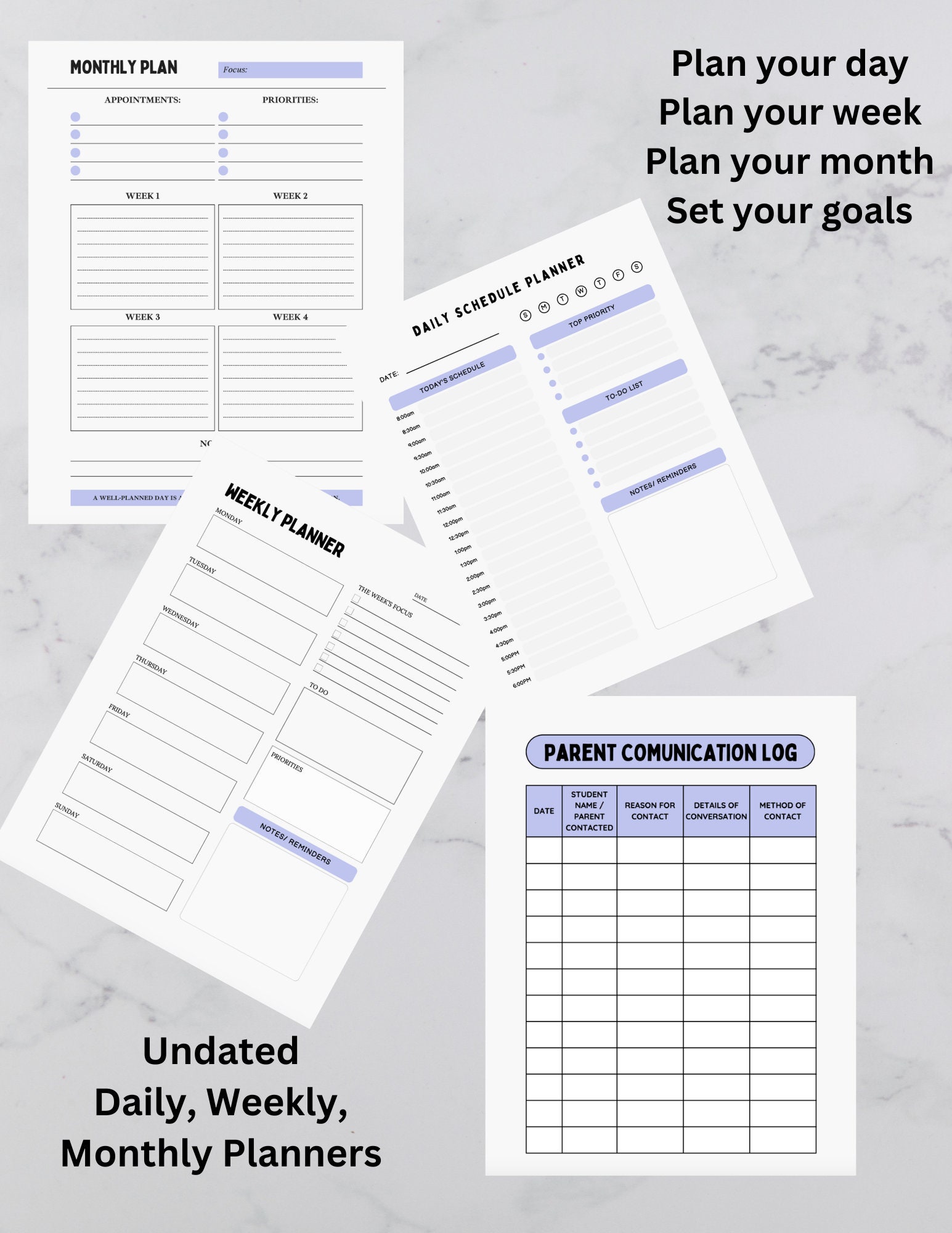 Speech Therapy Planner, Speech Planner, Daily, Weekly, Monthly Planner ...