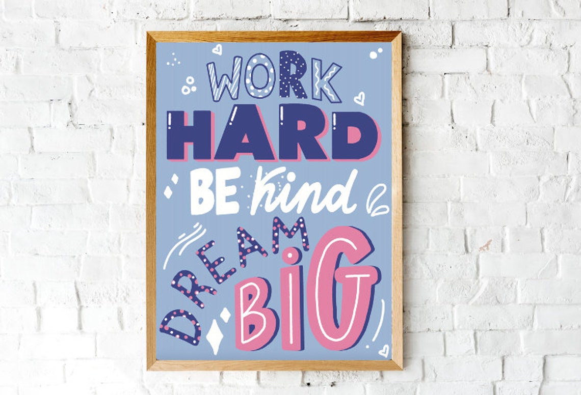 Motivational Quotes, Inspirational Quotes, Digital Poster, Work Hard Be ...