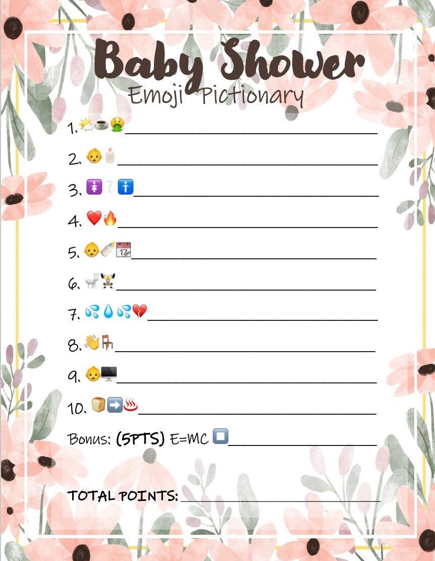 Baby Shower Games, Baby Shower Printable, Pictionary Game, Digital ...