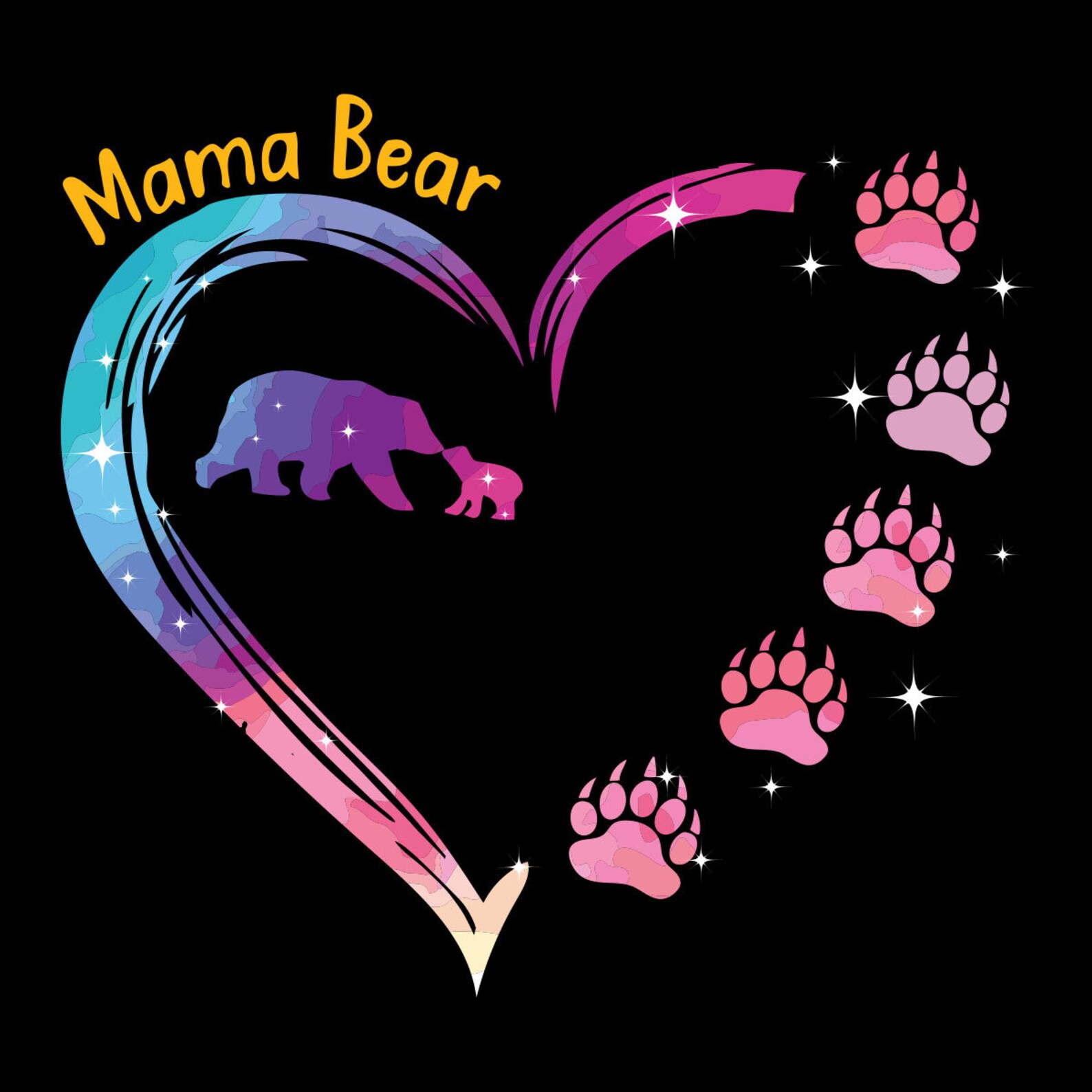Mama Bear Heart Bear Paws Mothers Day Svg Mothers Day Svg | Etsy