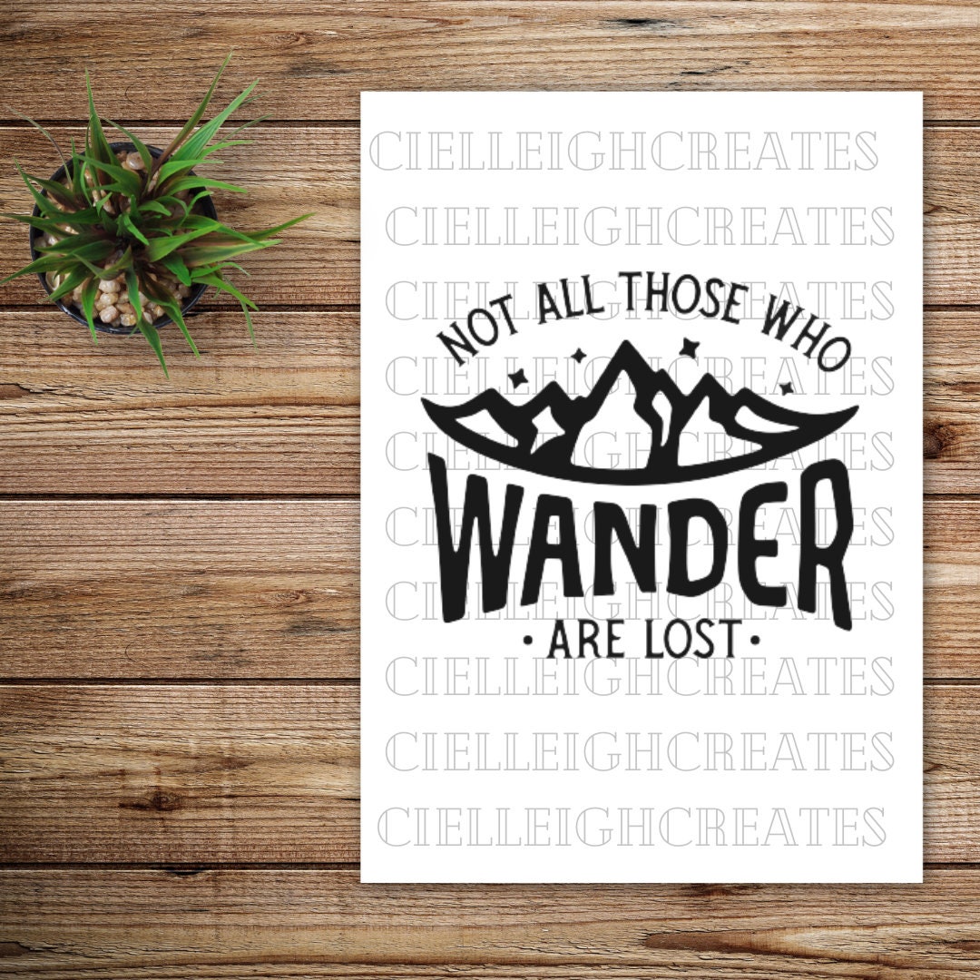 Wanderer Quote Vinyl Decal: Mountains, Compass, Hiking Not All Who ...
