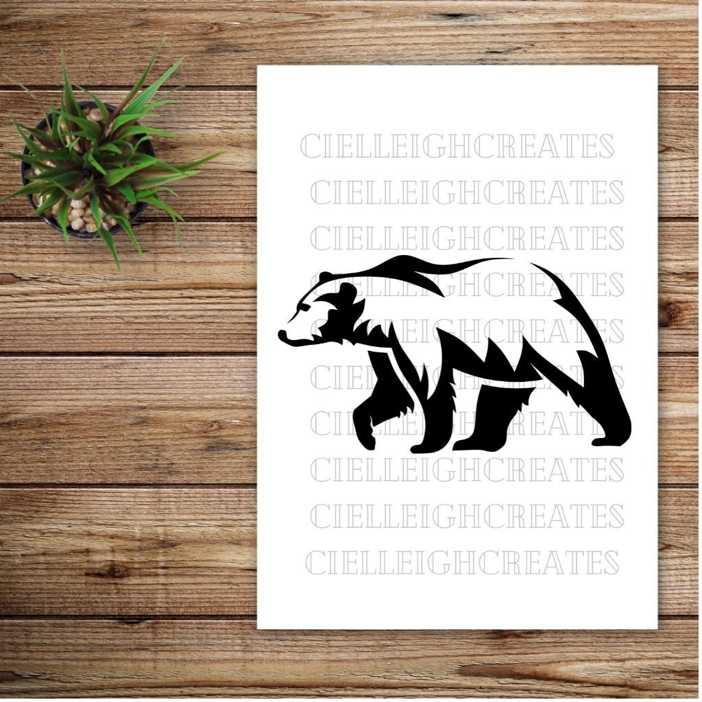 Shaded Bear Vinyl Decal / Outdoors / Bear / Heart / Animal / Family ...