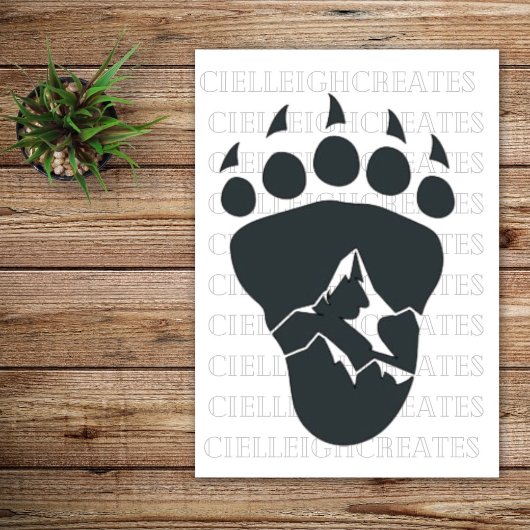 Bear Claw Mountain Vinyl Decal: Outdoors Adventure Sticker Paw Print - Etsy