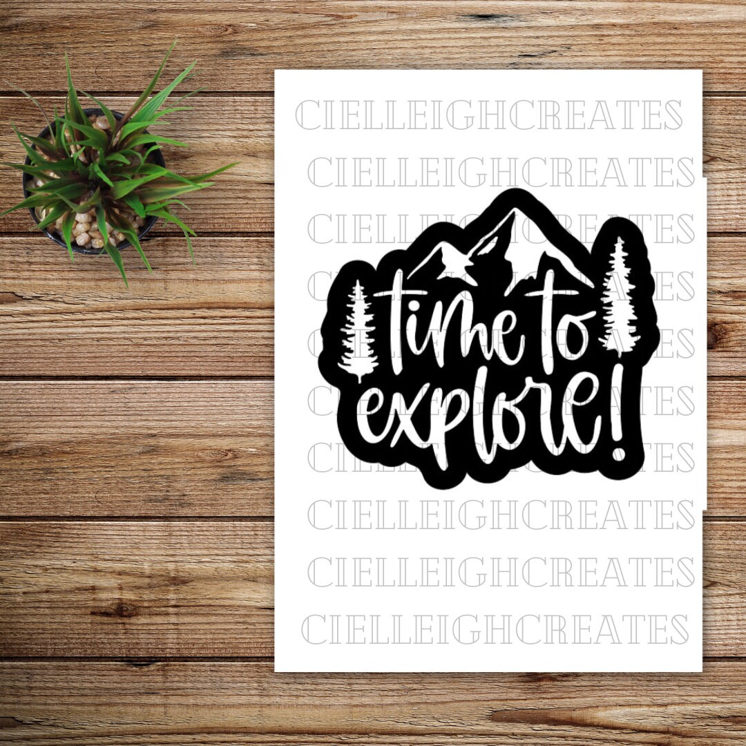 Time to Explore! Outline Vinyl Decal / Adventure / Trees / Forest ...