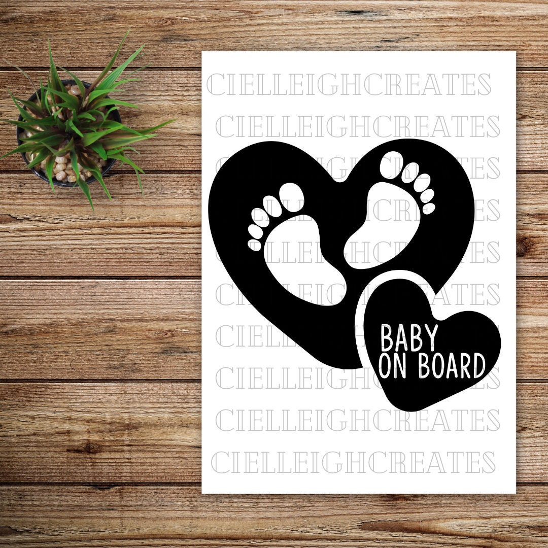 Baby on Board Heart Vinyl Car Decal Foot Print - Etsy