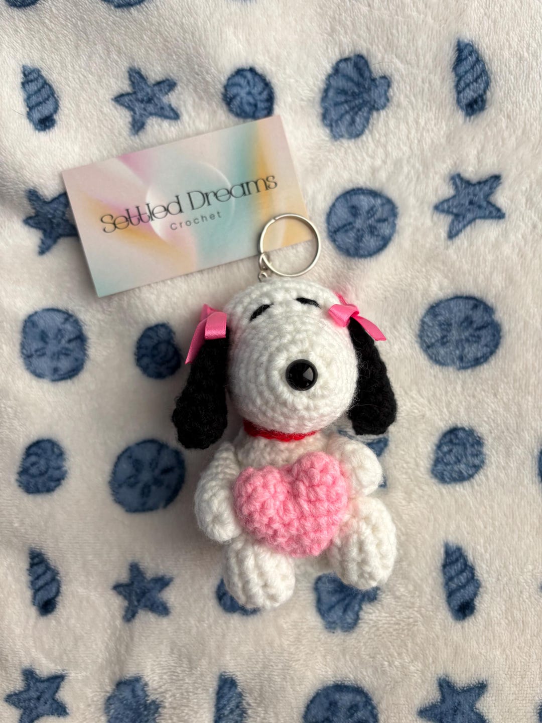 Heart Snoopy Crochet Keychain - Etsy