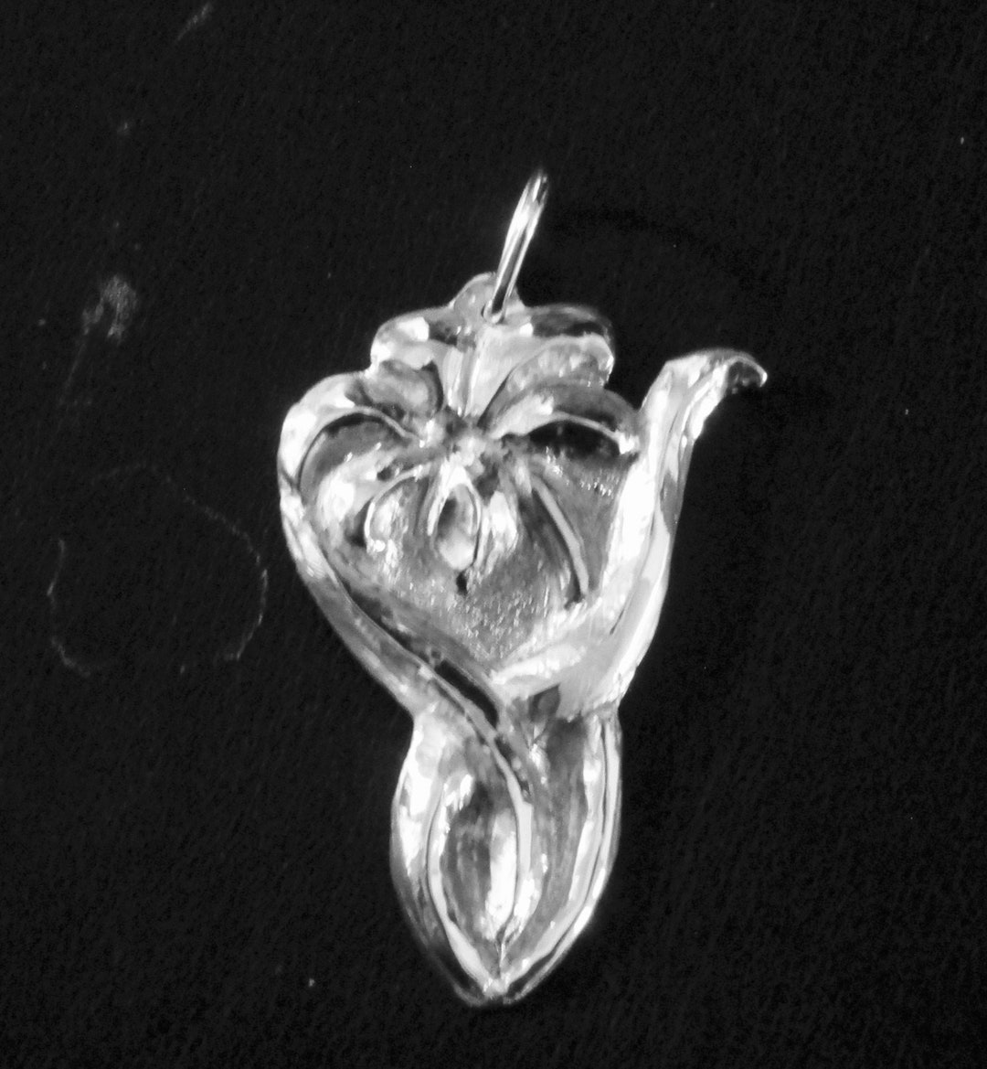 Lily, Sterling Silver Repousse Pendant, Handmade Original Design - Etsy