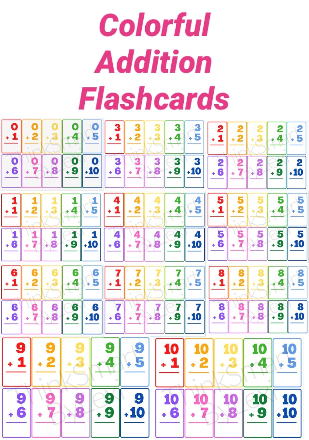 Colorful Addition Flashcards - Etsy